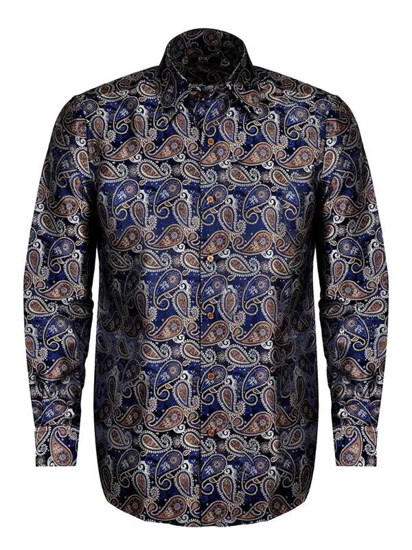 DAVID WEJ Kensington Paisley Jacquard Shirt - Brown