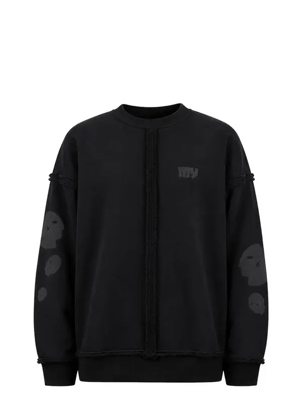 MYSIMPLICATED Oversized Cotton Crewneck Sweatshirt - Black/grey