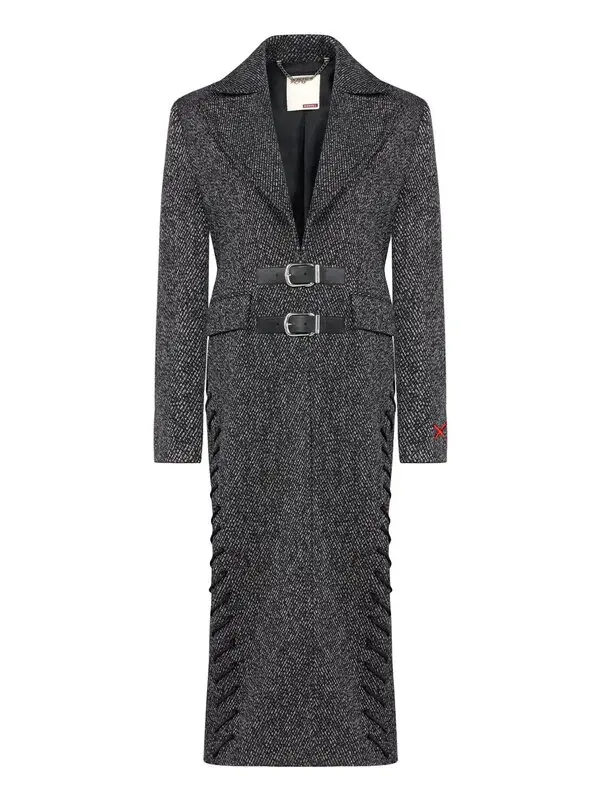 PCFG Cashmere Blend Long Overcoat - Black/grey