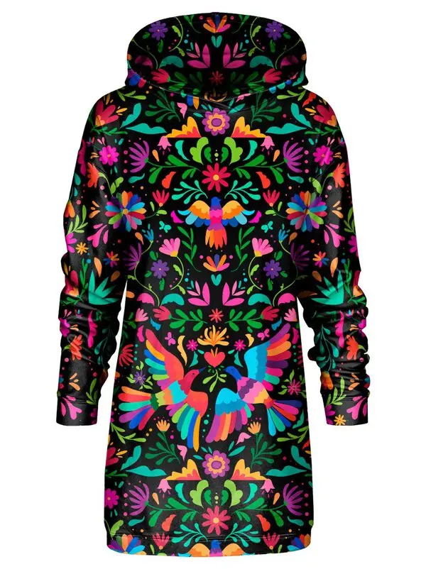 ALOHA FROM DEER Oversized Hoodie Dress With Printed Design - Black
