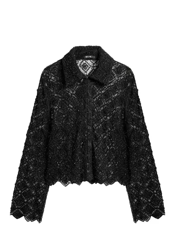 NOCTURNE Lace Sheer Jacket - Black