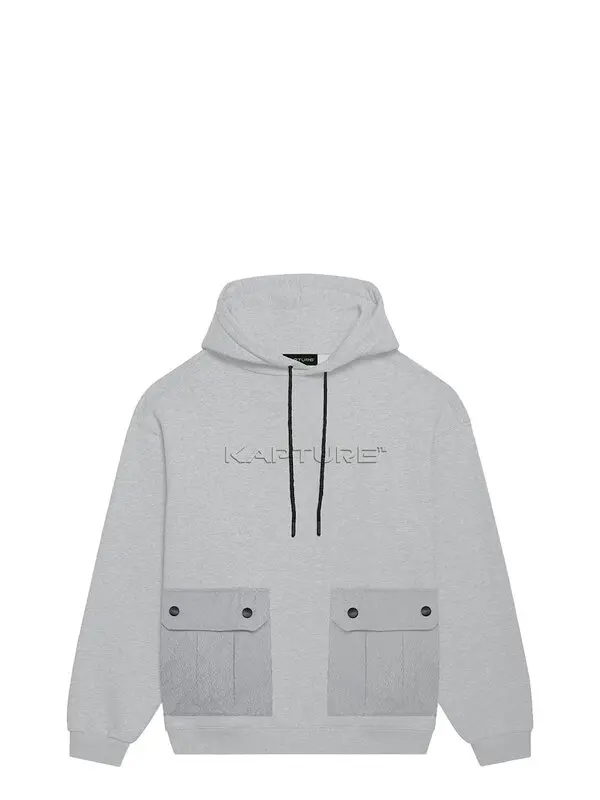 KAPTURE Travel Logo-print Pocket Hoodie - Grey