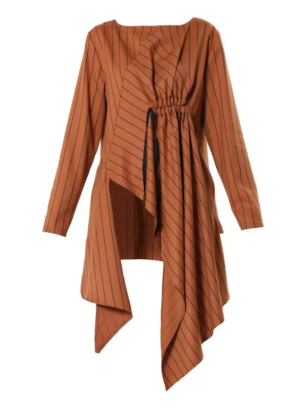 METAMORPHOZA Asymmetrical Striped Tunic - Orange
