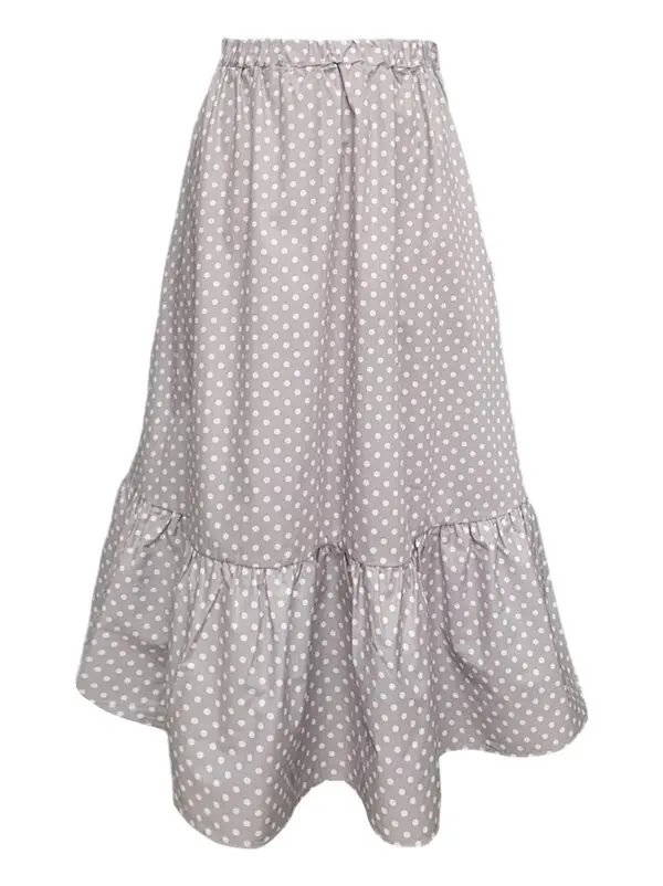 FROCK TALES Polka Dot Midi Skirt With Pockets - Grey