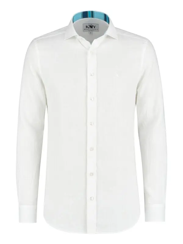 KOY CLOTHING Linen Shirt Cutaway Collar - White