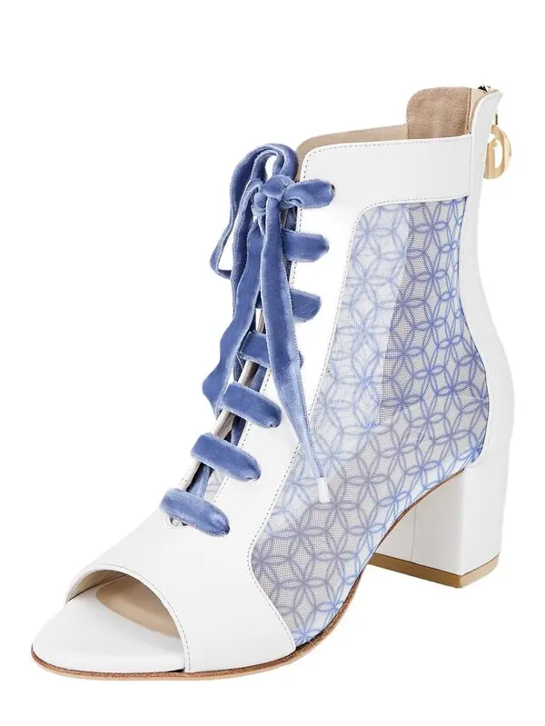 MOON D'ELLE Vespro Velato Ankle Boots - Blue/white
