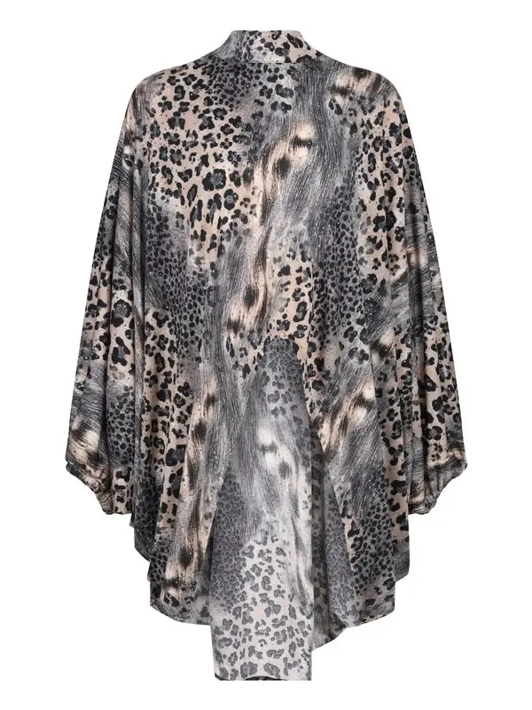 LIONESS BY TF Glitter Leopard Print Long Tunic - Black/brown