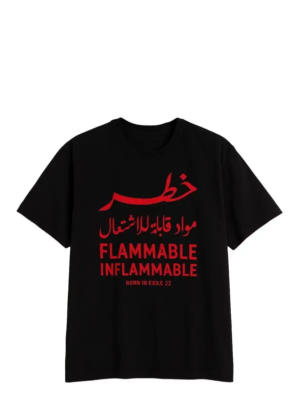 BORN IN EXILE Graphic Organic Cotton T-shirt - Black
