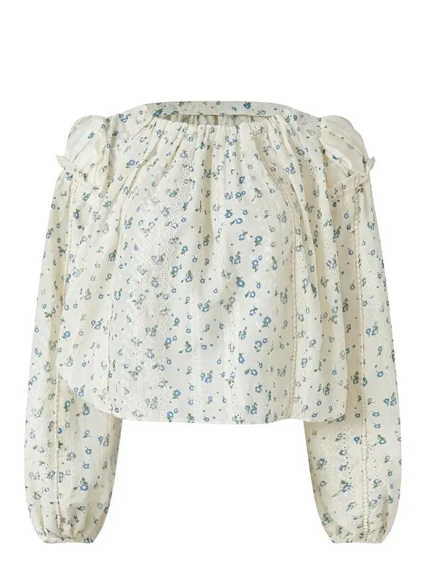 PECANPEPPERPELICAN Moonflower Top - Blue