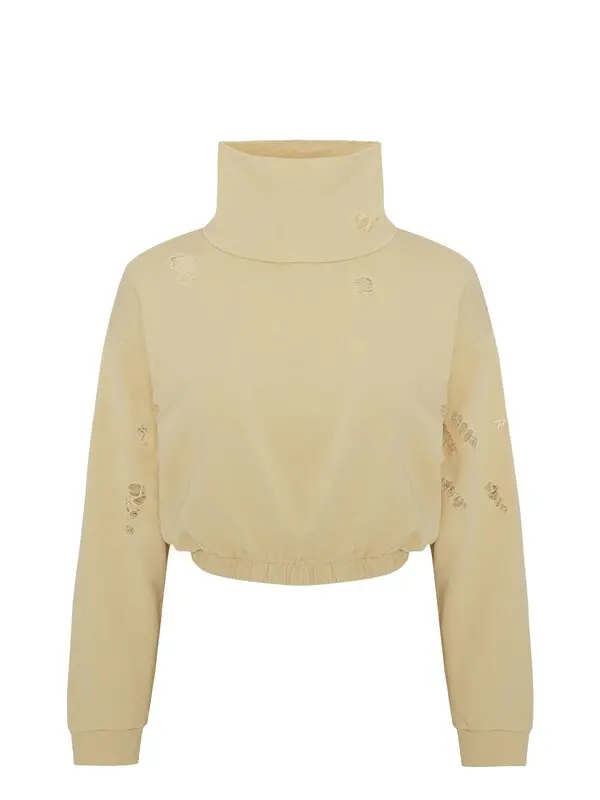 PCFG Destroyed High Neck Sweatshirt - Green
