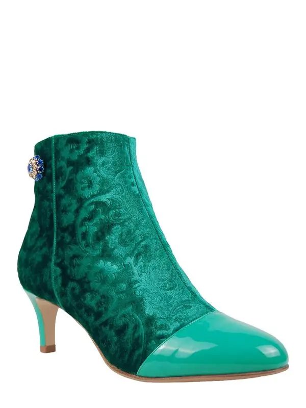 MOON D'ELLE Eclisse Velvet Ankle Boots - Green