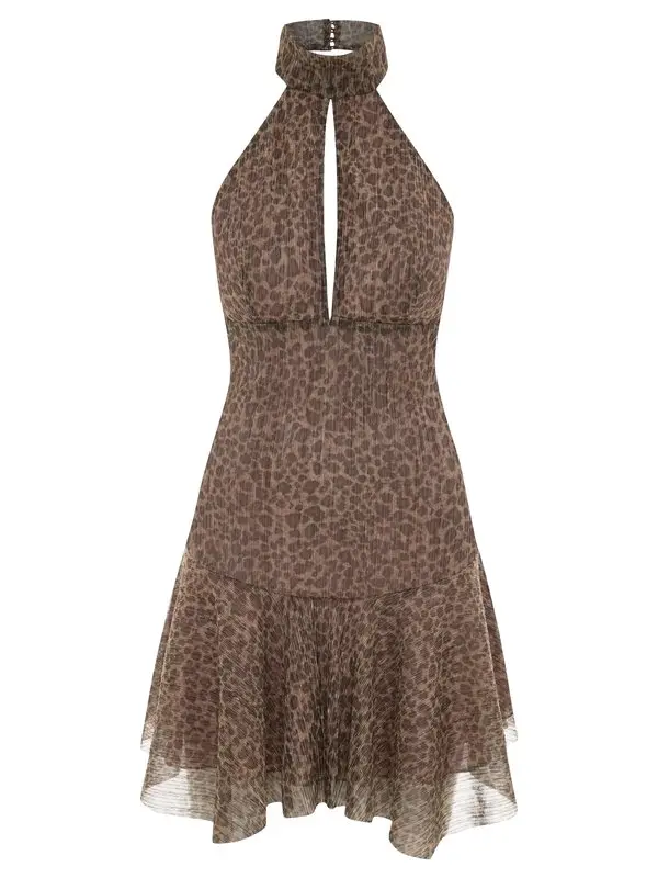 PCFG Leopard Print Cut-out Mini Dress - Gold/black