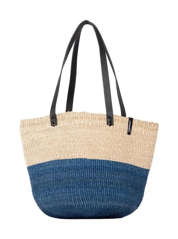 MIFUKO Majani Shopper Basket Duo With Leather Handles - Blue