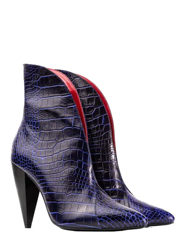 ROSAMUND MUIR LONDON Amor Crocodile Print Boots - Blue