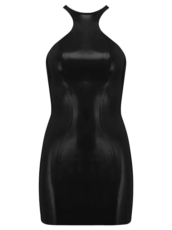 ELISSA POPPY Latex Mini Dress - Black