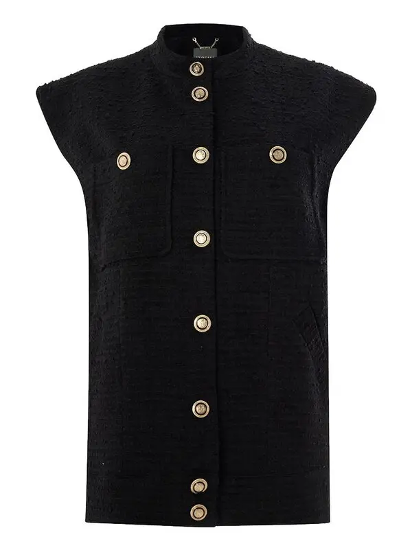 EXQUISE High Neck Goldie Vest - Black
