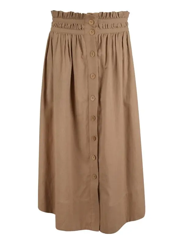 EM & SHI Button Down Skirt - Beige