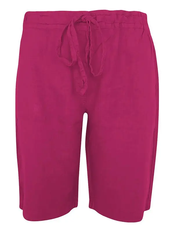 Haris Cotton Linen Bermuda Shorts - Red