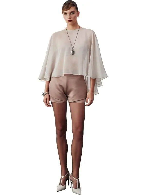 NAZLI CEREN Maude Mini Satin Shorts - Brown