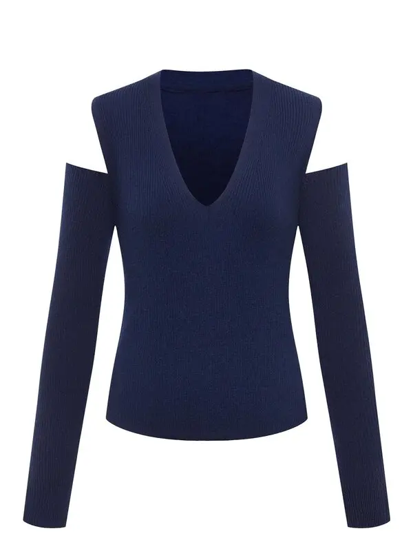 EMMA WALLACE The Min Wool Knit Top - Blue
