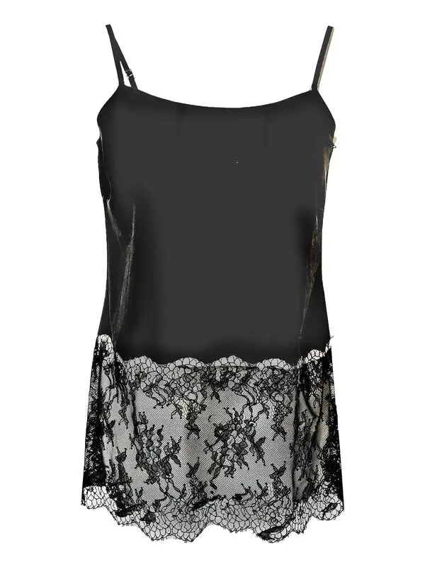 CAROL COELHO Orchid Lace-trimmed Tank - Black
