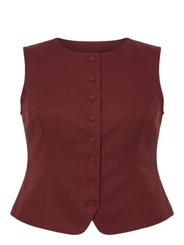 ASHITA FERNANDES Sleeveless Top With Round Neckline - Brown