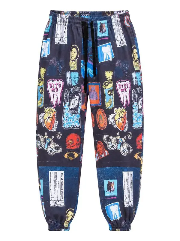MYSIMPLICATED Recycled Fabric Trousers With Sticker Print - Black/blue