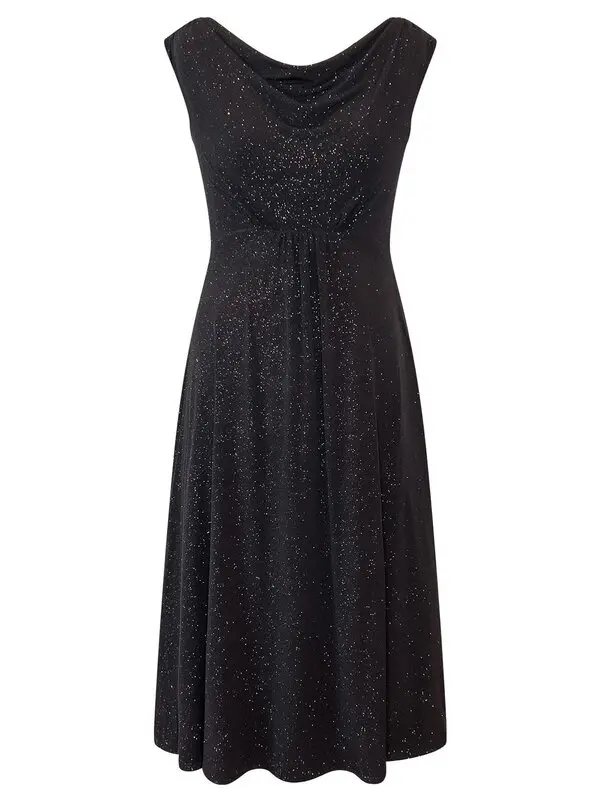 ALIE STREET LONDON Darcie Cowl Neck Glitter Dress - Black