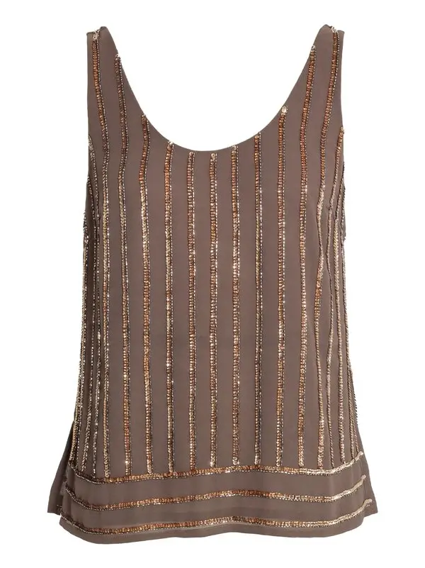 ROSE & NANCY Selene Sequin Embellished Vest - Grey/brown