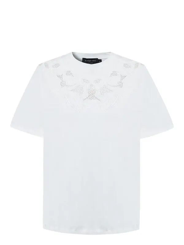 EXQUISE Teagan Embroidered T-shirt - White