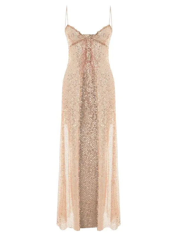 PCFG Sequin Embellished Layered Dress - Orange