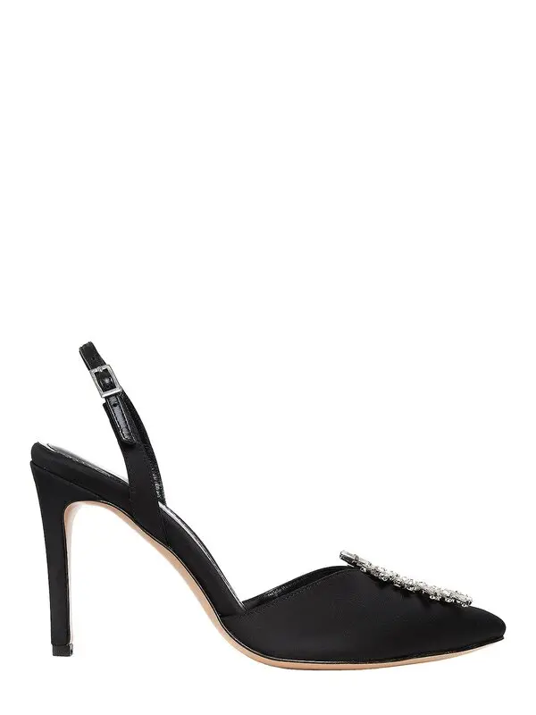 GINISSIMA Alice Crystal Brooch Slingbacks - Black
