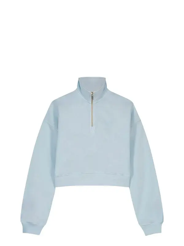 VELD Runyon Cropped Quarter-zip Sweatshirt - Blue