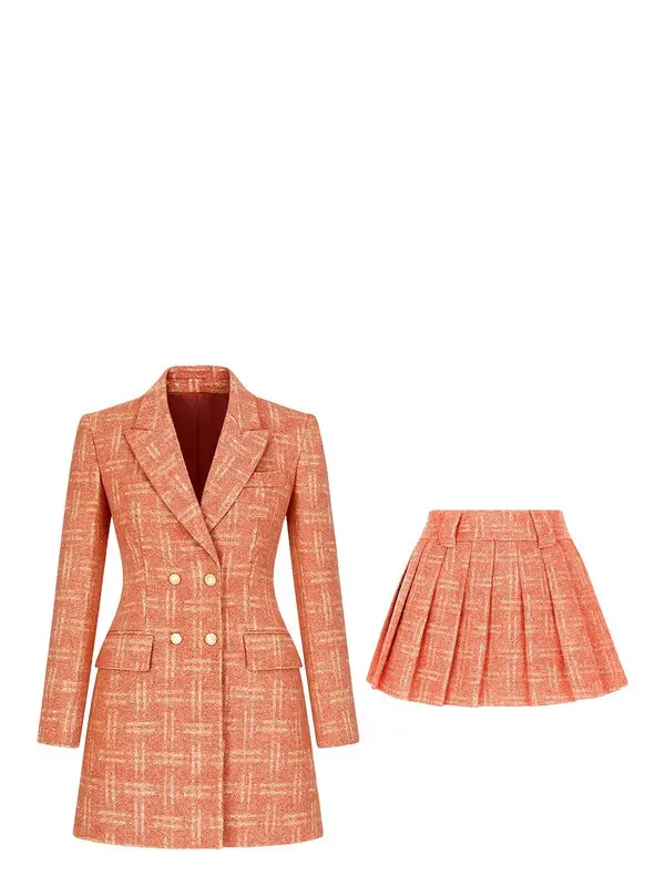 RICHA SHARMA Handcrafted Blazer And Mini Skirt Co-ord Set - Pink/white