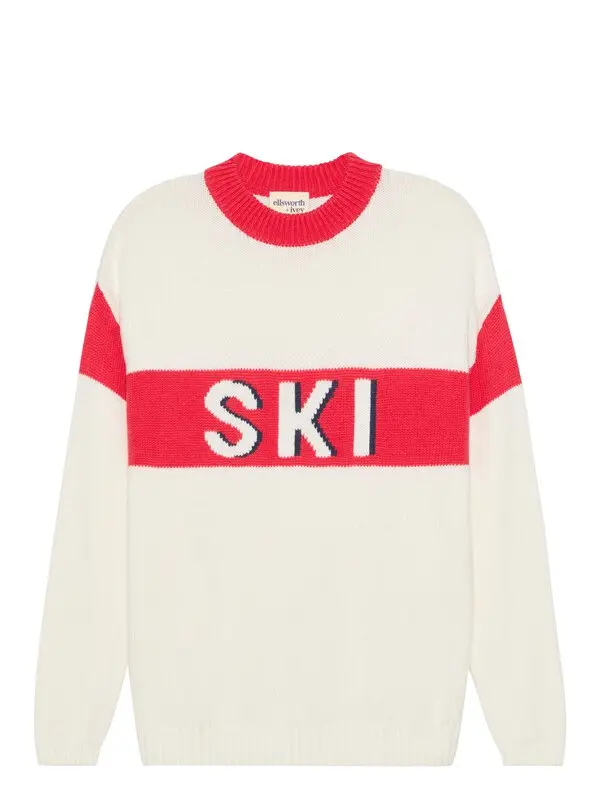 ELLSWORTH + IVEY Sadie Crewneck Sweater - White