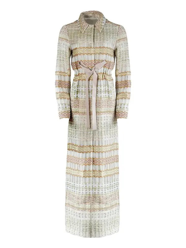 GEEGEE COLLECTION Metallic Thread Long Coat - Gold
