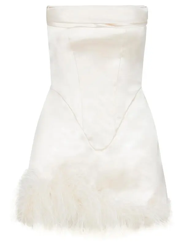 DELFI COLLECTIVE Adrienne Feather Trim Mini Dress - White