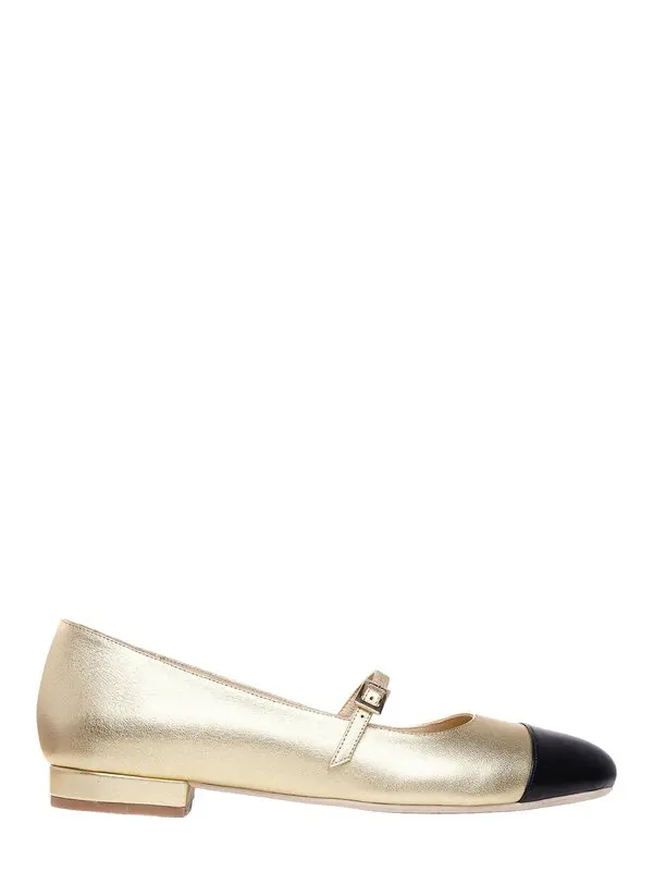 GINISSIMA Mimi Round-toe Mary Jane Flats - Gold