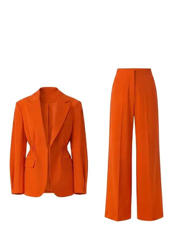 BLUZAT Blazer And Wide-leg Trouser Set - Orange