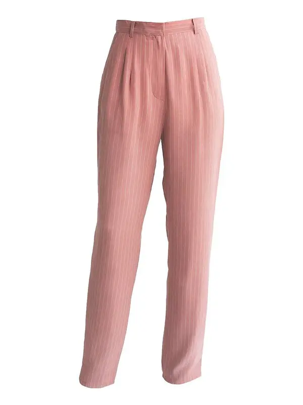 BY NOA RAWITZ High Waisted Cupro Tailored Pants With Pinstripes - White/pink