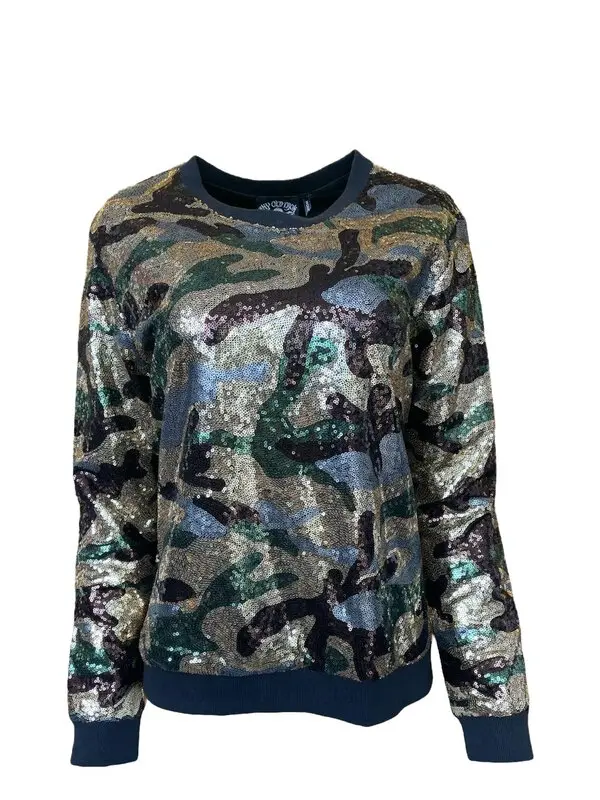 ANY OLD IRON Camo Sequin Sweatshirt - Gold/green/black