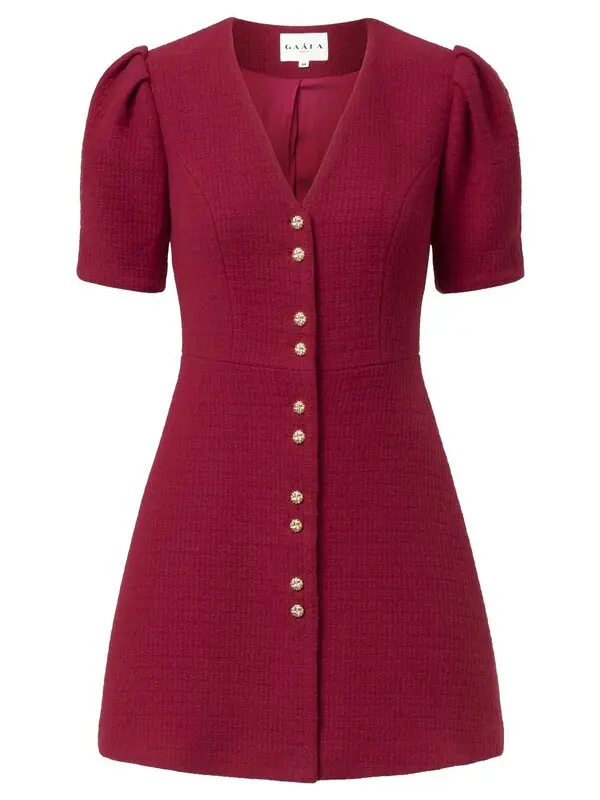 GAÂLA Matilda Cotton Tweed Dress - Red