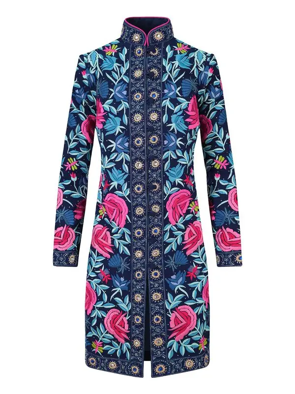 BEATRICE VON TRESCKOW Embroidered Silk Georgette Jacket - Blue/pink
