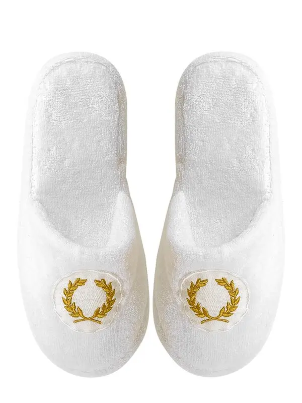 KM HOME COLLECTION Neutrals En Petals Embroidery Cotton Bath Slipper - Gold