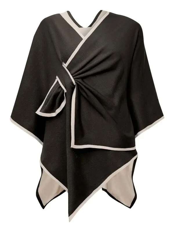 JAMES LAKELAND Front Knot Poncho - Black