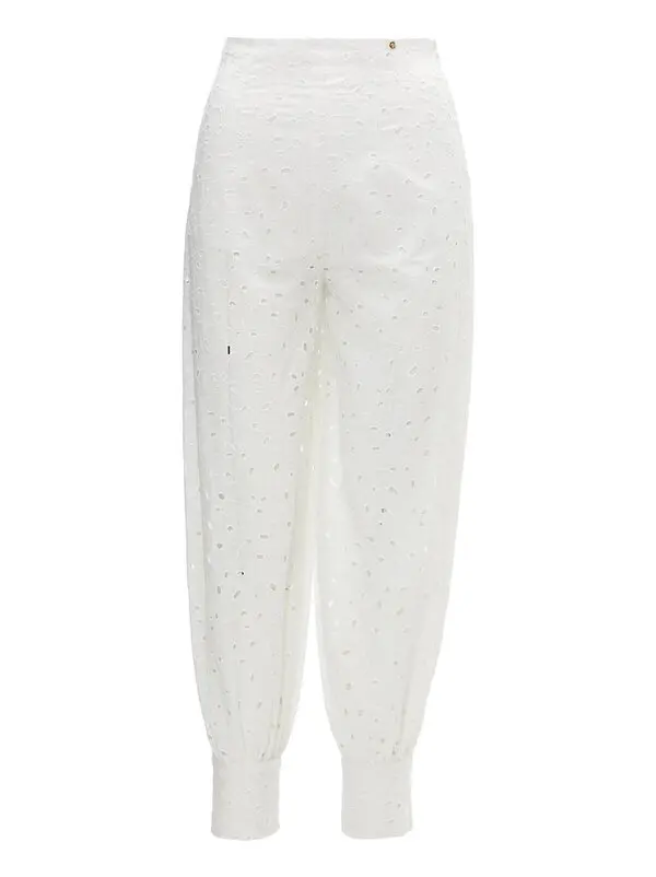 NISSA Embroidered Cotton Pants - White