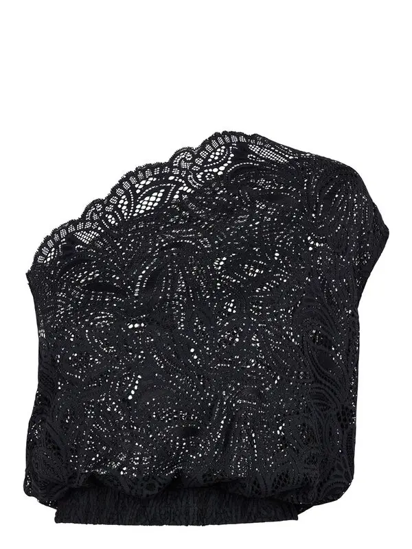 ZETAYE Lyric Lace One-shoulder Top - Black