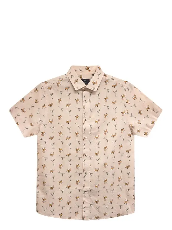VUSTRA Neutrals / On The Rocks Button-down Print Shirt Beige - Brown
