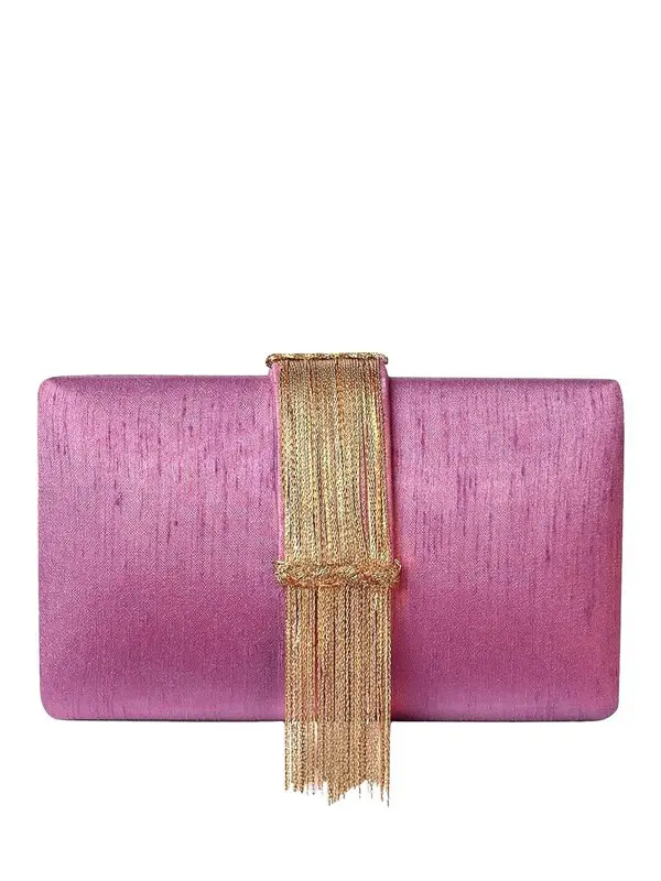 SIMITRI Old Rose Fringe Clutch - Pink