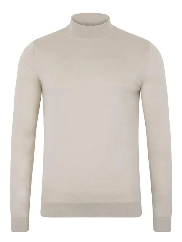 PAUL JAMES KNITWEAR Superfine Merino Wool And Silk Mock Turtleneck Jumper - Brown